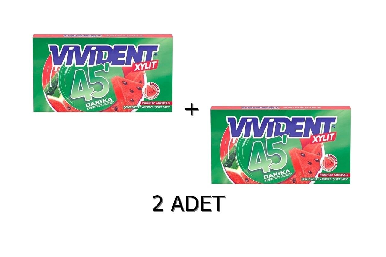 Vivident 45 Dakika Karpuz Aromalı Şekersiz-Tatlandırıcılı Şerit Sakız ...